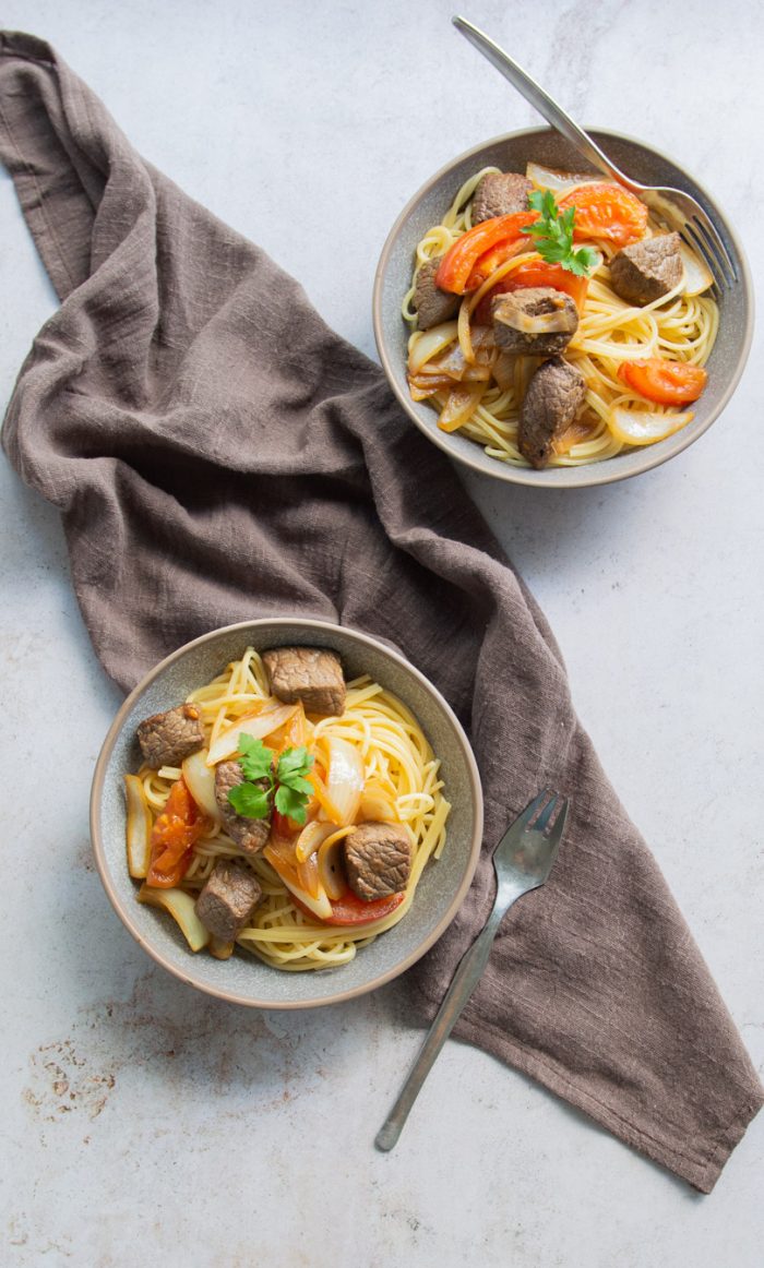 Tallarin Saltado – Peruvian Lomo Saltado Noodles